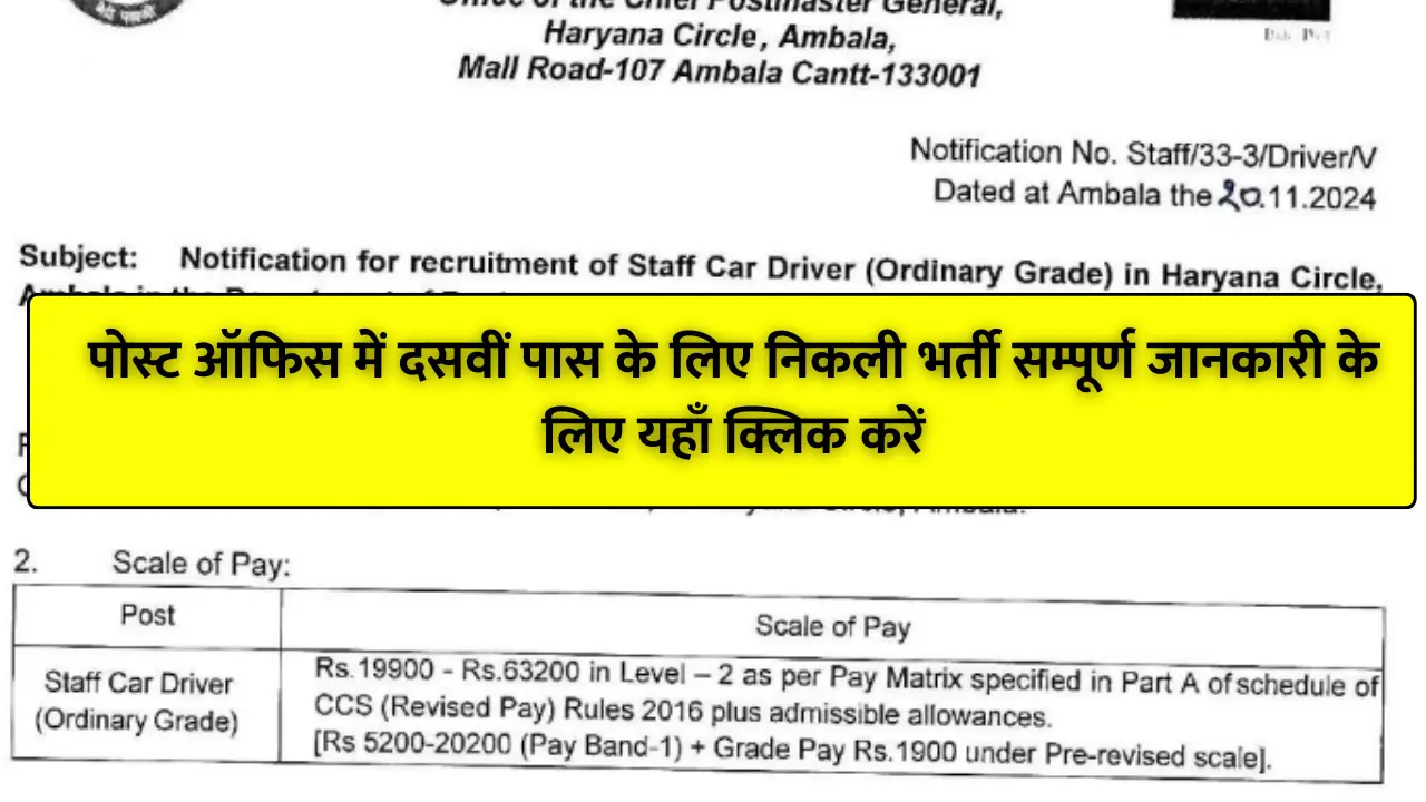 Indian Post Office Driver Vacancy 2024 Indian Post Office Driver Vacancy 2024